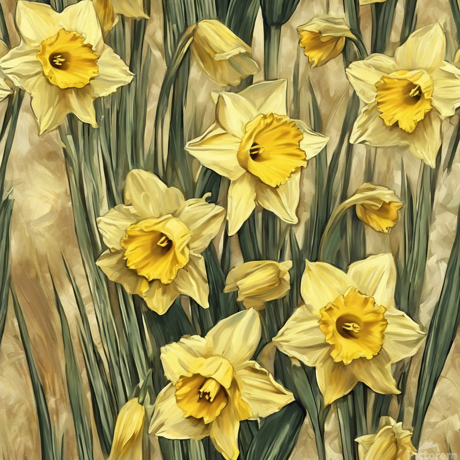 Daffodils Paper 1 by Elliarna Wall Art