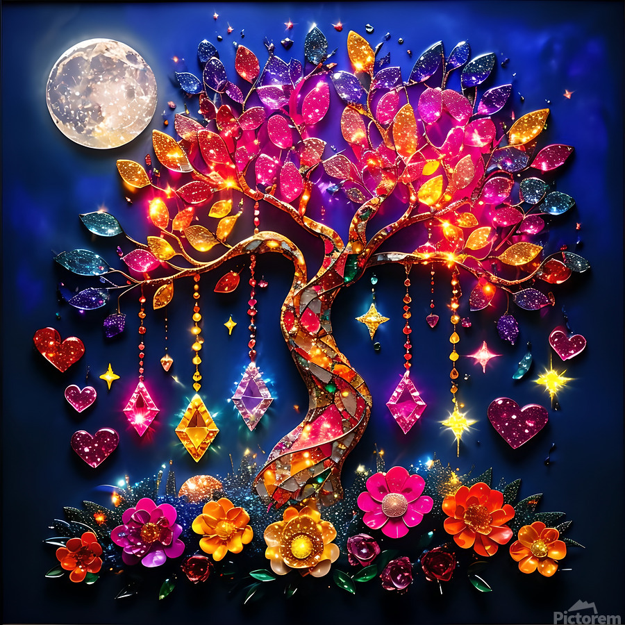 Spirit Tree Bejeweled III 1 by Elliarna Wall Art