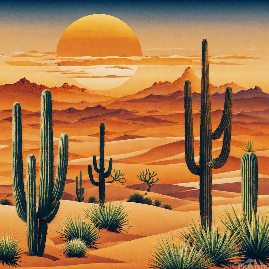 A stylized desert landscape by MOFAT24 Wall Art