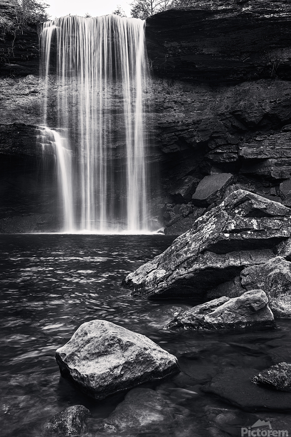 Greeter Falls in Monochrome by Andy Crawford Wall Art