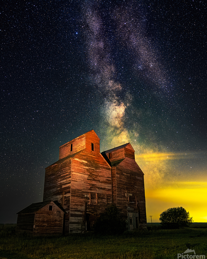 Milky Way Over Grain Elevator by Andy Crawford Wall Art