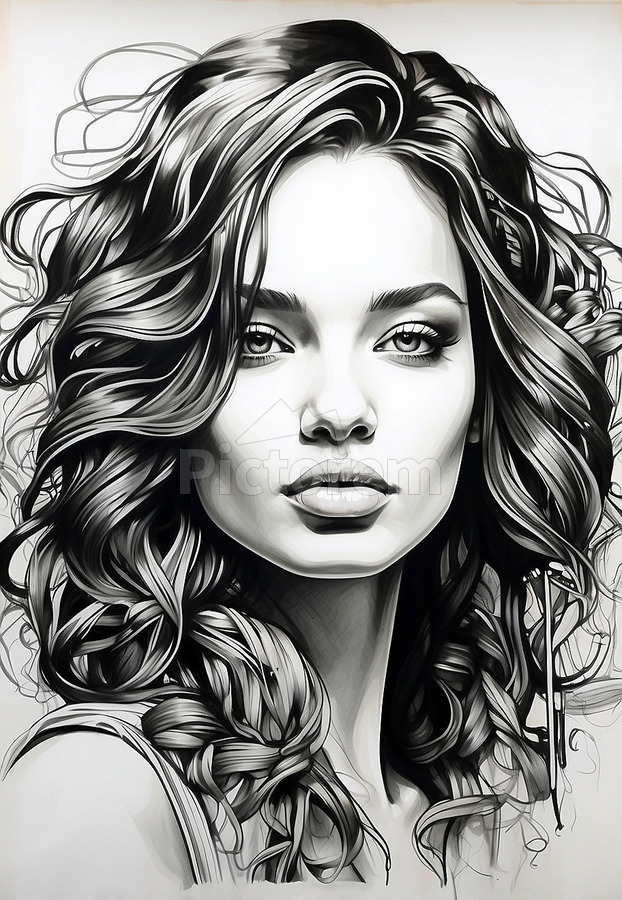 Classic Beauty in Grayscale Portrait by Fab Haven Wall Art