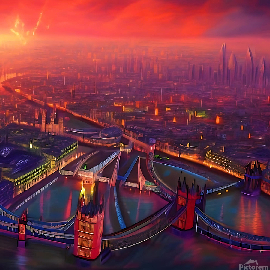 AI generate aerial view of City of London. by Luigi Petro Wall Art