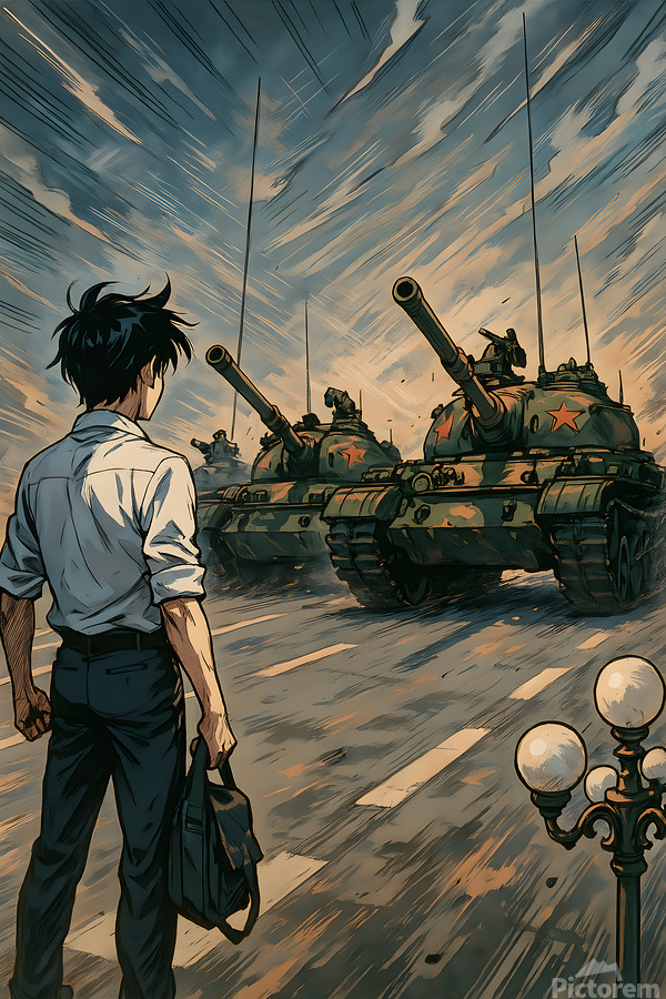 Tank Column Tiananmen Square by Creative Solutions Wall Art