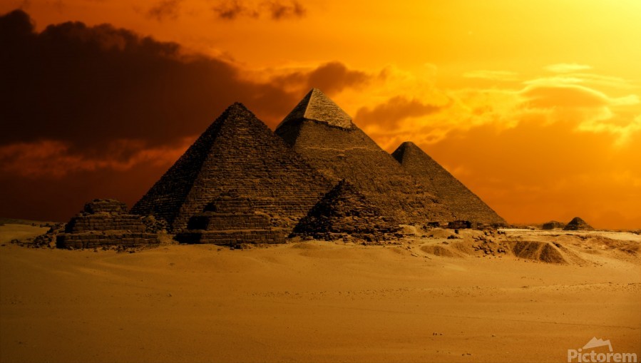 pyramid sky desert ancient egypt by Shamudy Wall Art