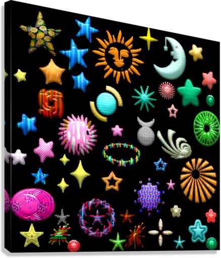 shapes stars moon sun pattern by Shamudy Wall Art