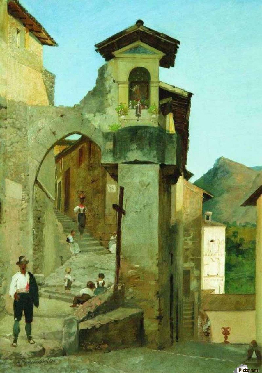 Italian courtyard by Fyodor Bronnikov Wall Art