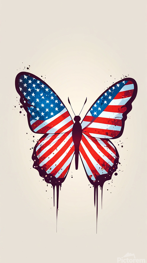 American flag butterfly by Lilly Newton Store Wall Art