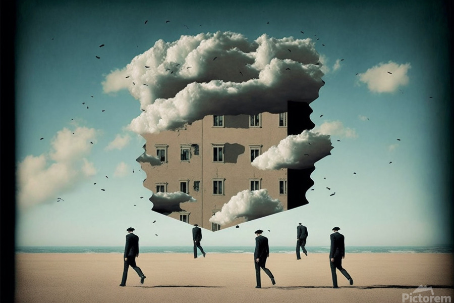 surrealist interdimensional suit and tie men by Neurosopher Wall Art