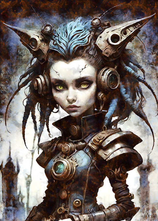 Cyberpunk Warrior Girl Post Apocalyptic Sci Fi Art with Futuristic ...