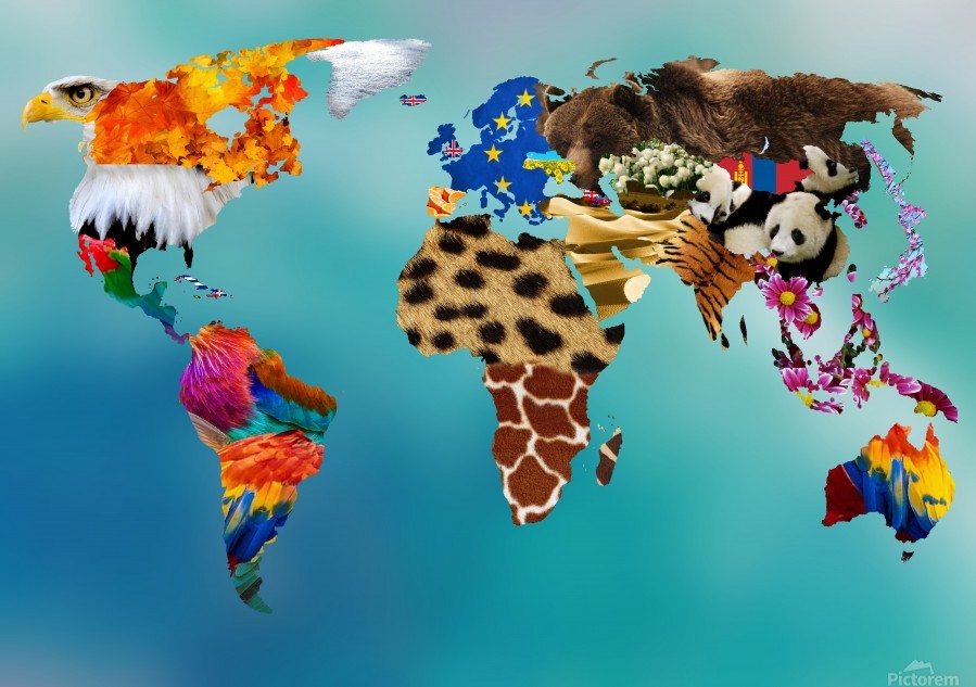 Aesthetic World Map by Radiy Bohem Wall Art