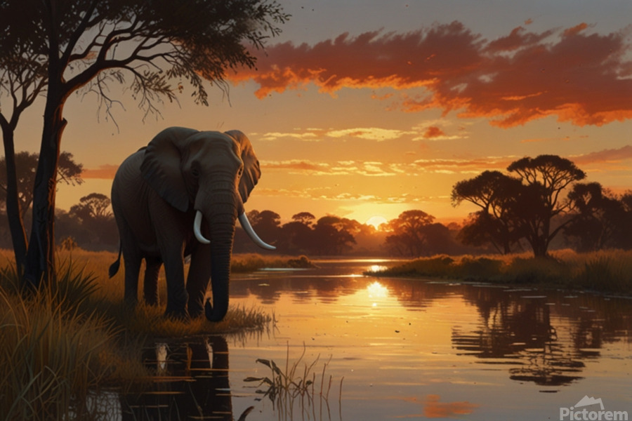 Twilight Majesty: The Elephant’s Journey by Wall Martique Wall Art