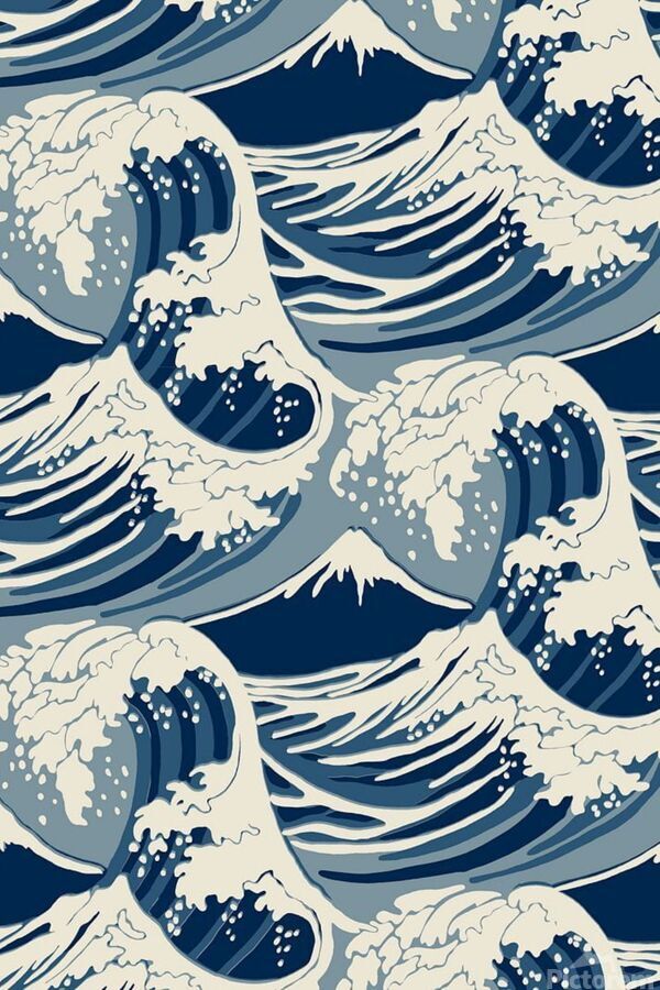 Japanese Wave Pattern by Ravendr4 Wall Art