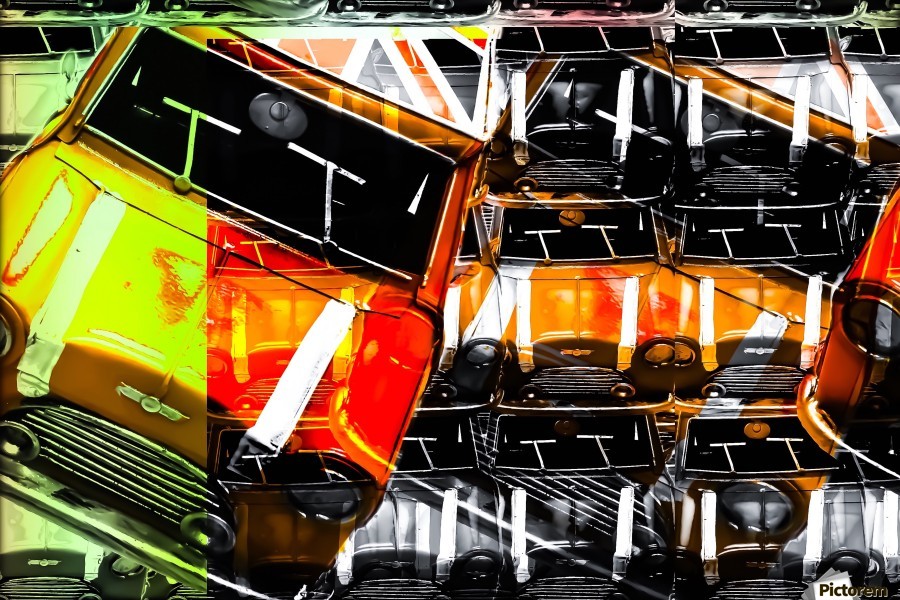 psychedelic Mini Cooper orange sport car abstract background by TimmyLA ...