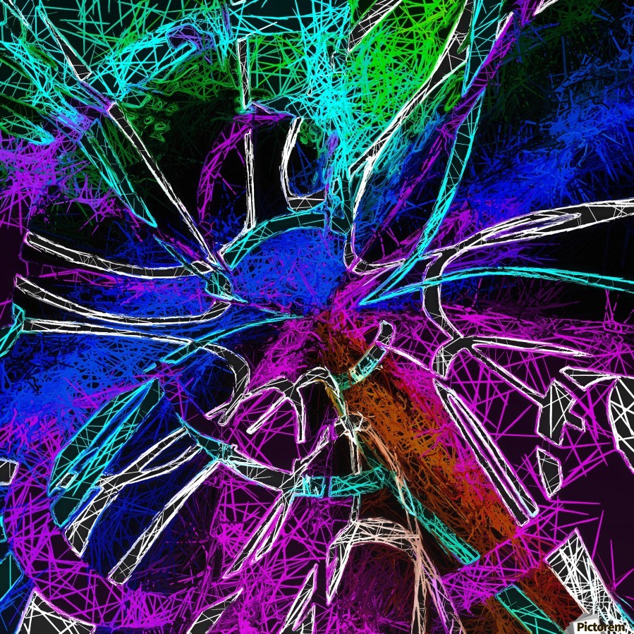 psychedelic geometric splash painting abstract in pink purple blue ...