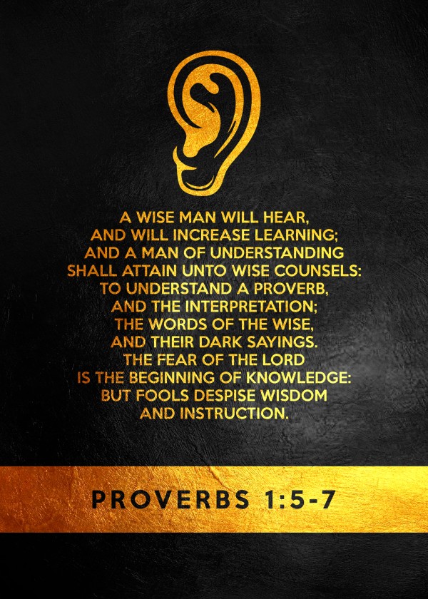 Proverbs 1:5-7 Bible Verse Wall Art by ABConcepts Wall Art
