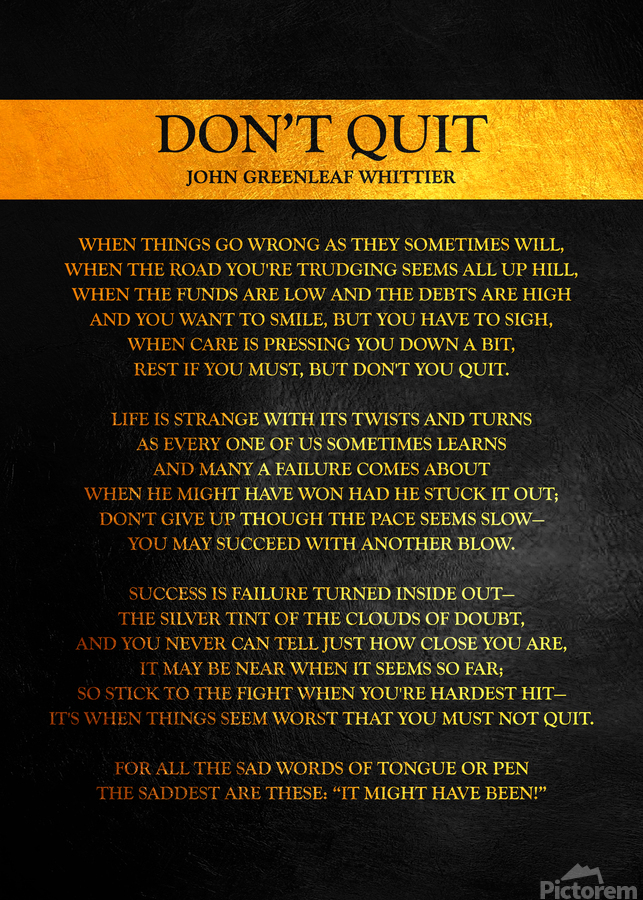 Dont Quit Poem Motivational Wall Art by ABConcepts Wall Art