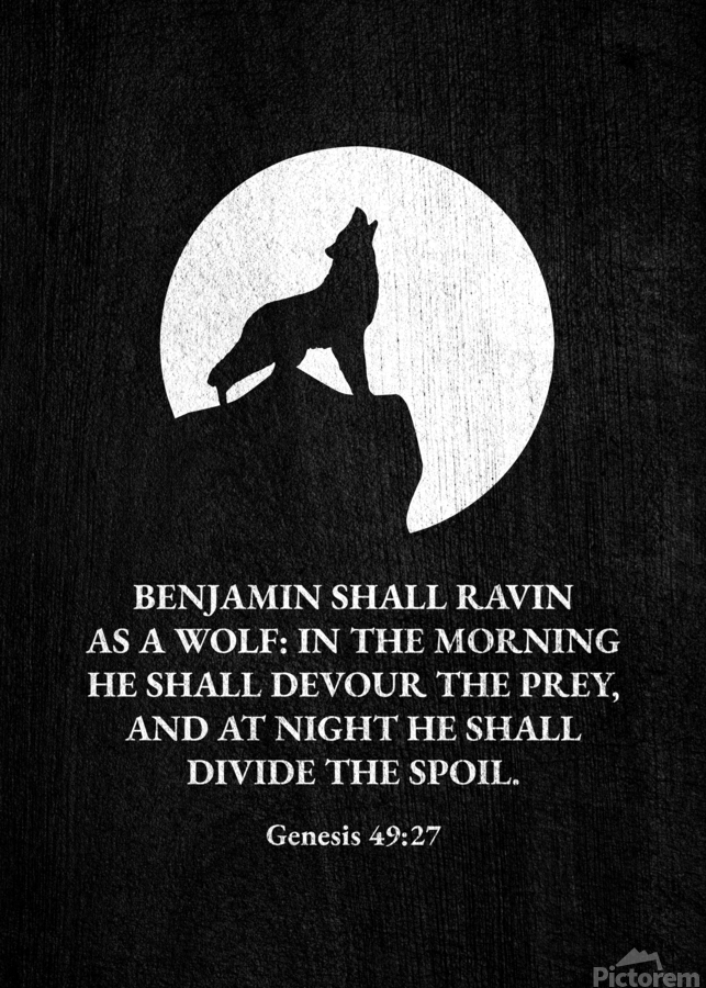 Genesis 49:27 Bible Verse Wall Art silver by ABConcepts Wall Art