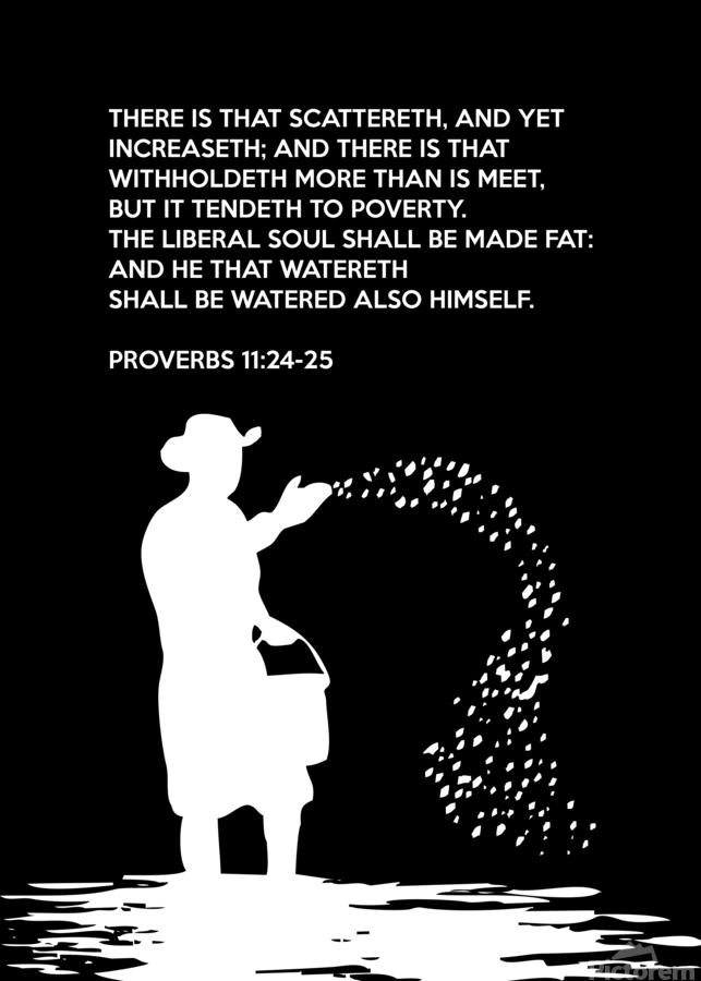 Proverbs 11 24 25 plain black by ABConcepts Wall Art