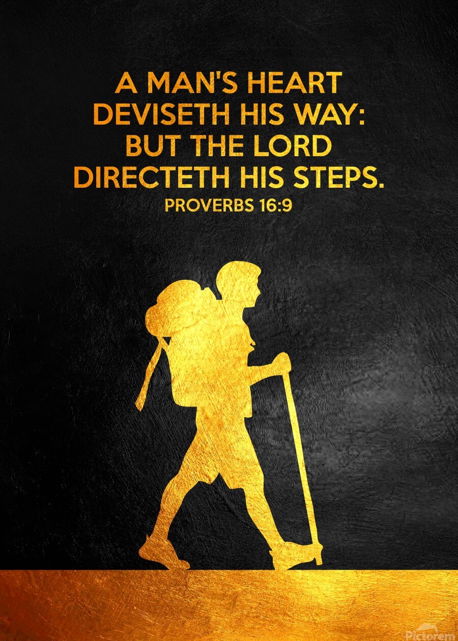 Proverbs 16:9 Bible Verse Wall Art by ABConcepts Wall Art