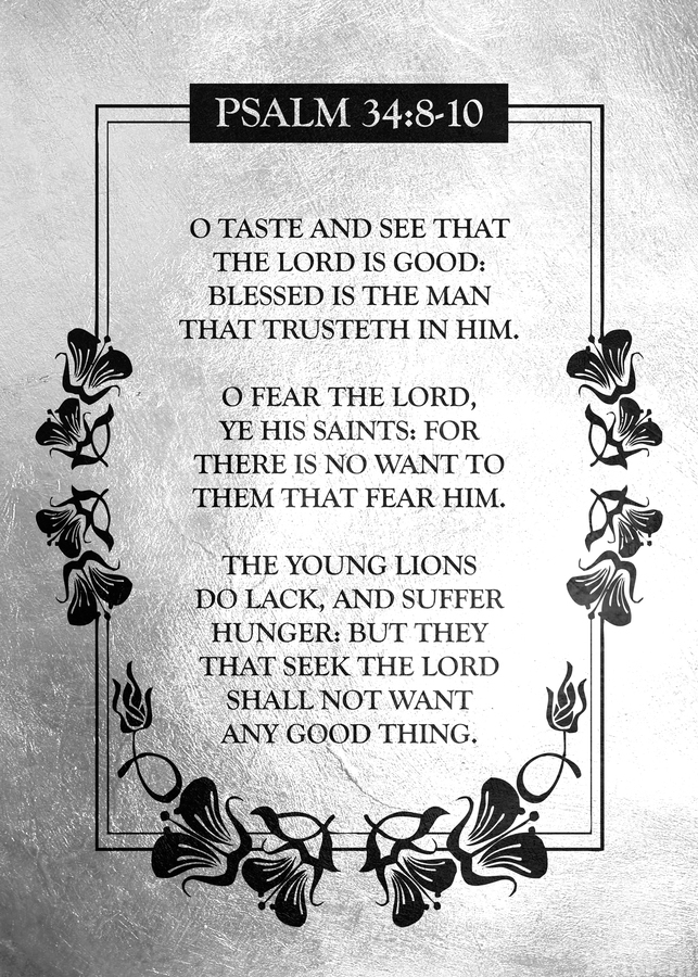 Psalm 34:8-10 Bible Verse Wall Art by ABConcepts Wall Art