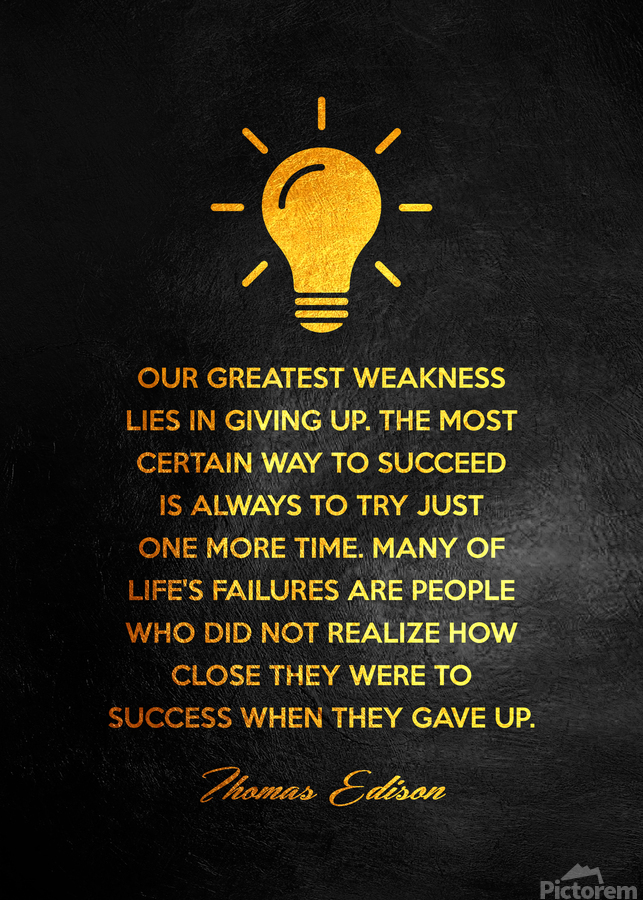 Thomas Edison Light Bulb Quote Motivational Wall Art by ABConcepts Wall Art