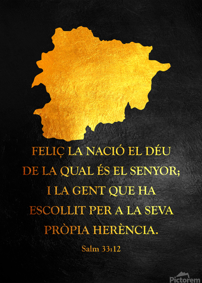 Andorra Gold Map Wall Art par ABConcepts