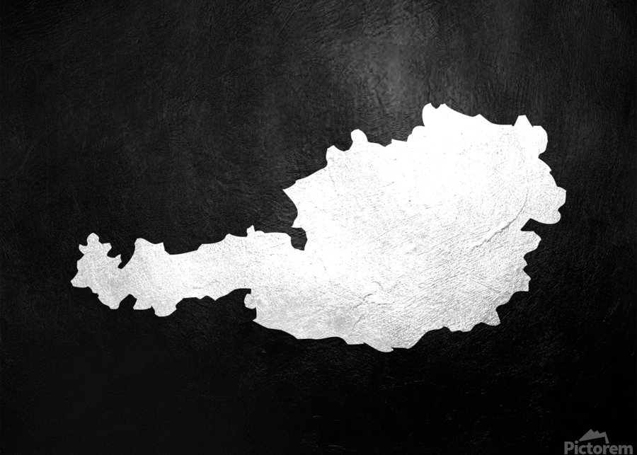 Austria Silver Map Wall Art by ABConcepts Wall Art