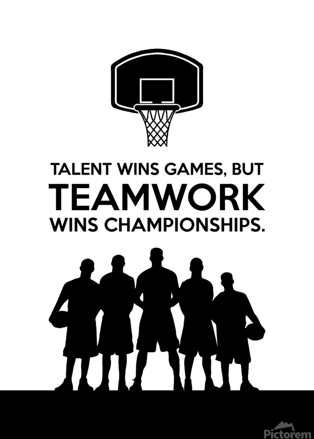 teamwork wins championships white by ABConcepts Wall Art