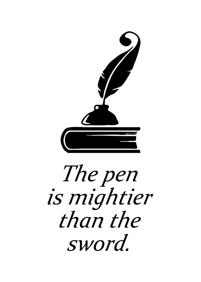 the pen is mightier than the sword white by ABConcepts Wall Art
