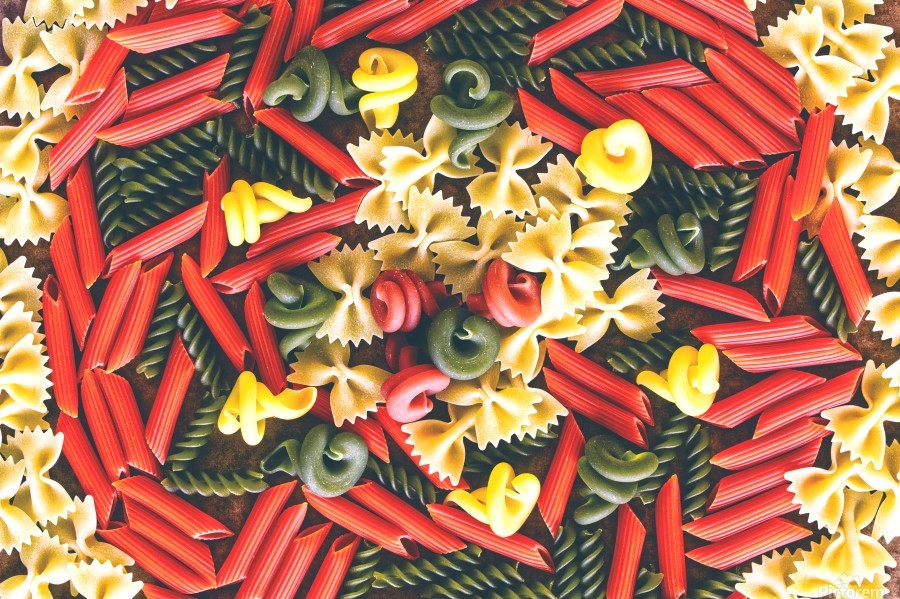 Coloured Pasta Close Up - Opaque by Bentivoglio Photography Wall Art