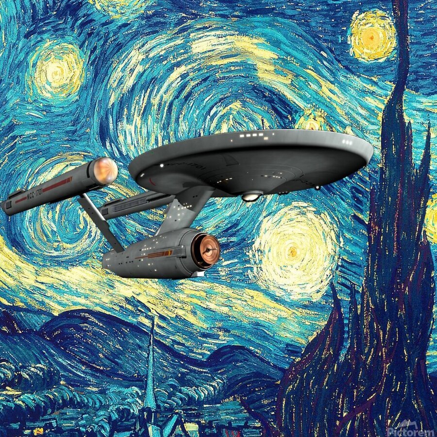 Star Trek Starship The Starry Night van Gogh by Hardya Wall Art