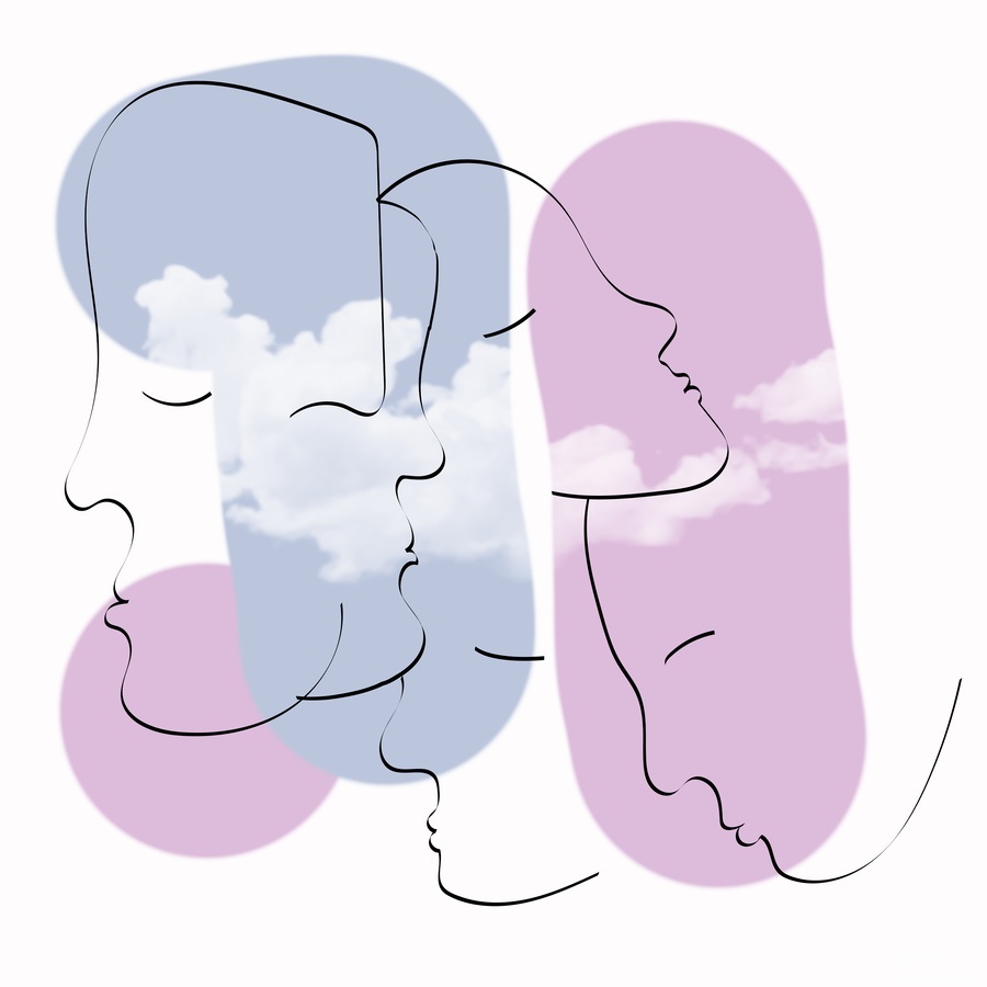 face line art design fine line by Hardya Wall Art