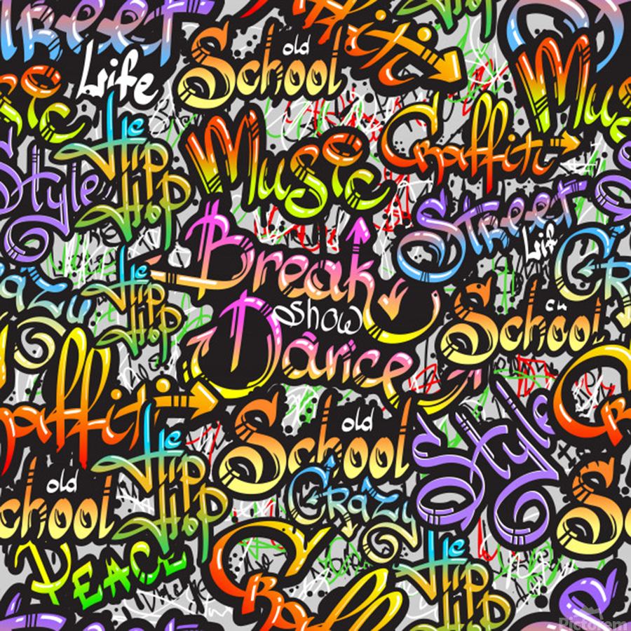 graffiti word seamless pattern by Hardya Wall Art