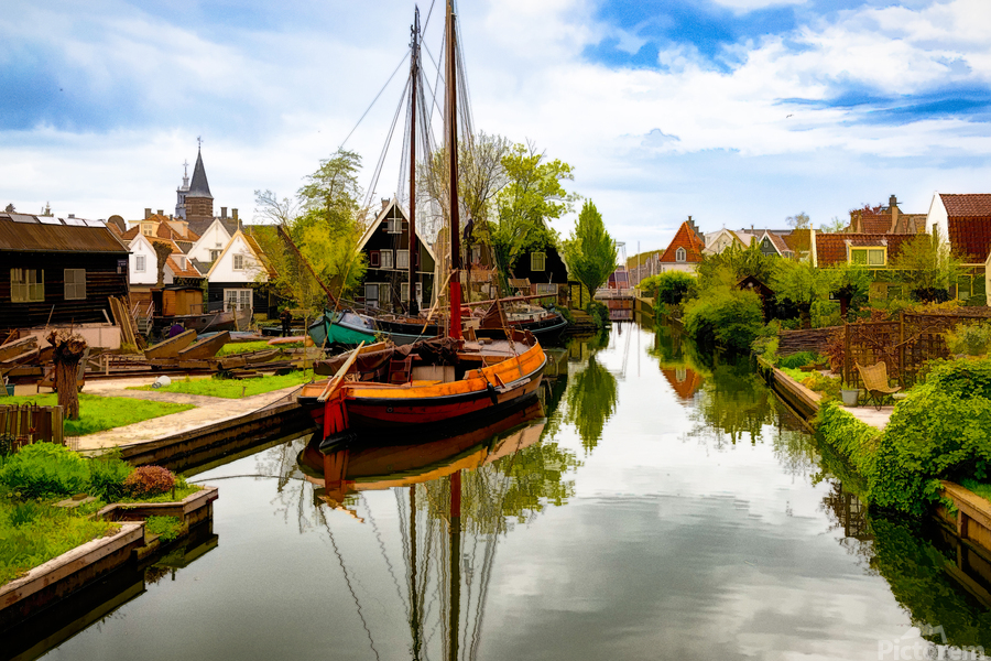 Edam city canal - CR2305-9334-ABS by JordiCarrio Wall Art