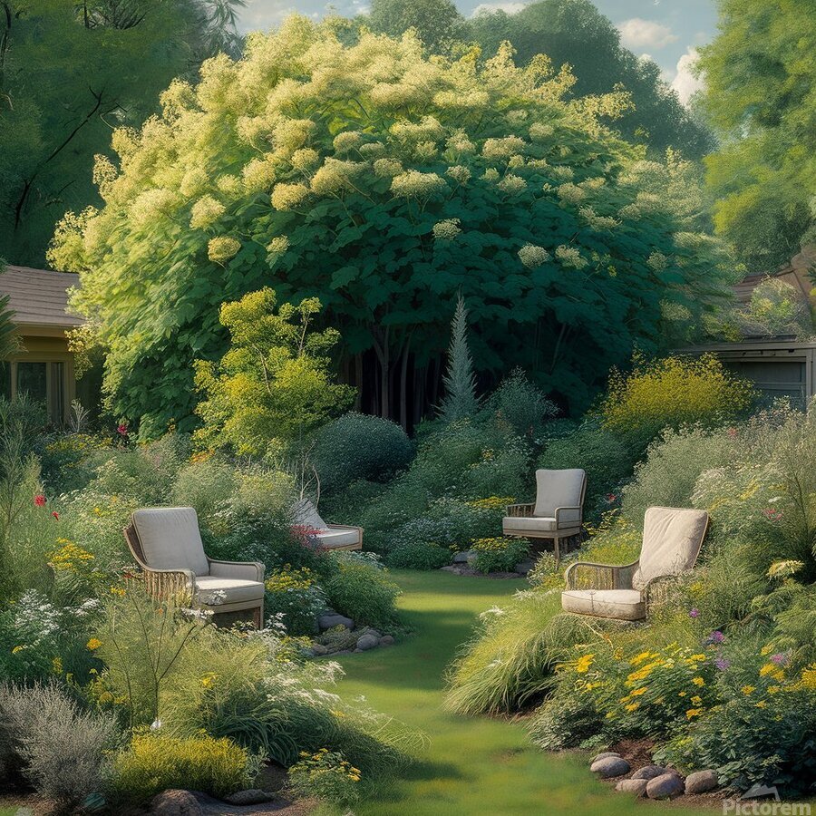 a serene nature inspired backyard scene featuring by sparklediamond ...
