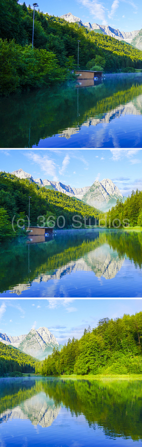 Brilliant Blue Skies over Lake Riessersee 1x3 Complete Garmisch ...
