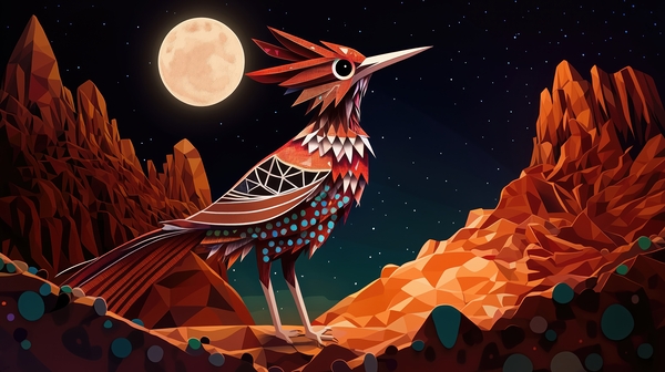 Roadrunner in the Red Rocks Desert by Dan Canopy Wall Art
