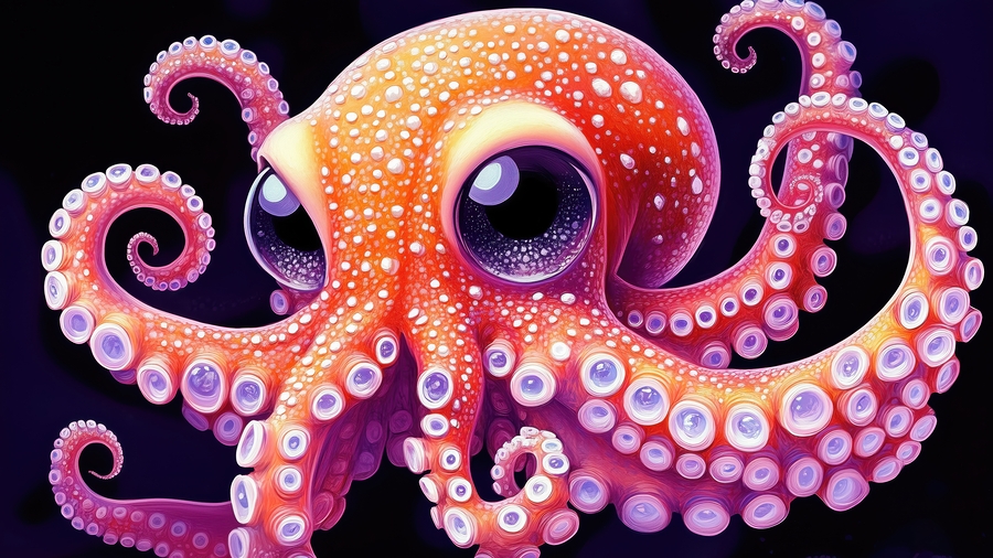 The cutest Octopus by Dan Canopy Wall Art