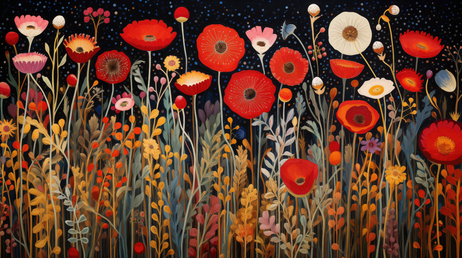 Midnight Wildflowers standard by Dan Canopy Wall Art