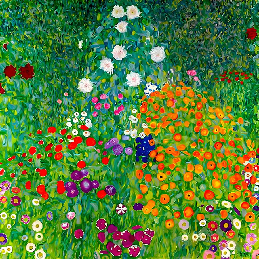 Gustav Klimt - Blumengarten Flower Garden by Vivanne Wall Art