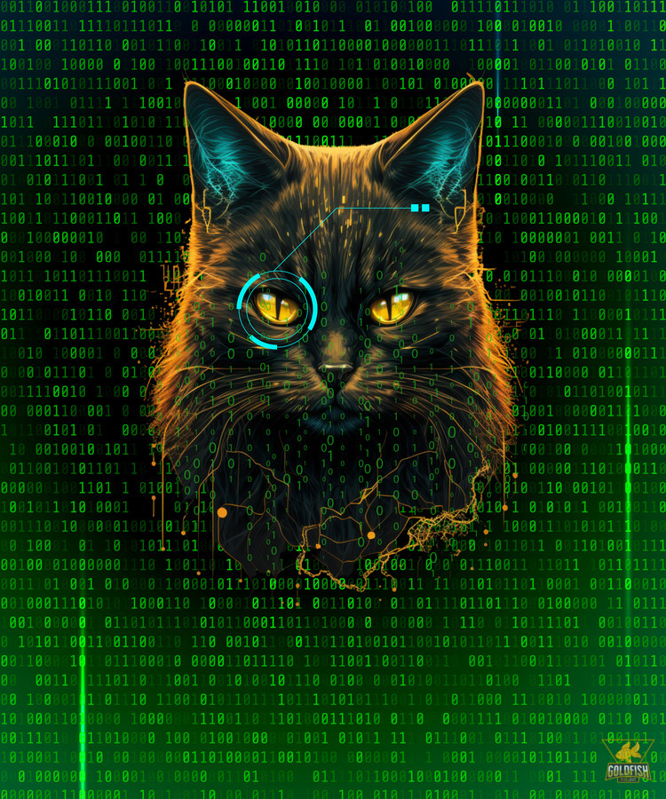 Matrix hacker cat cyberpunk by Goldfishwallart Wall Art