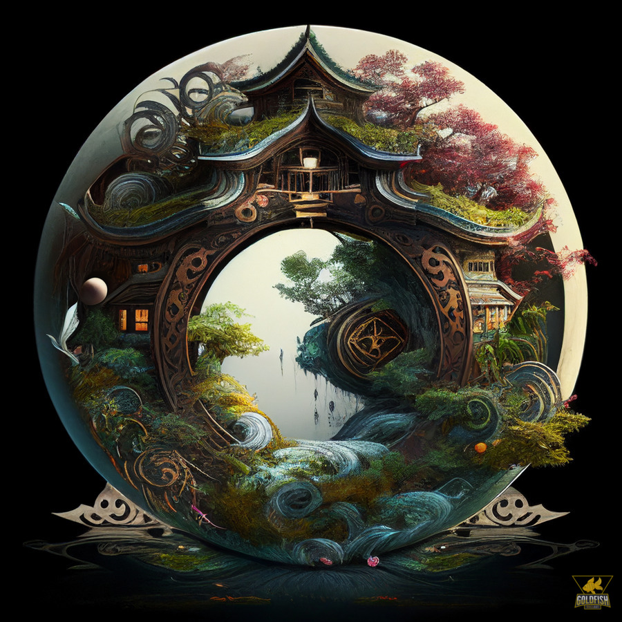 feng shui painting art by Goldfishwallart Wall Art