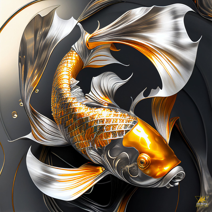 Gold and silver koi fish feng shui painting art by Goldfishwallart Wall Art