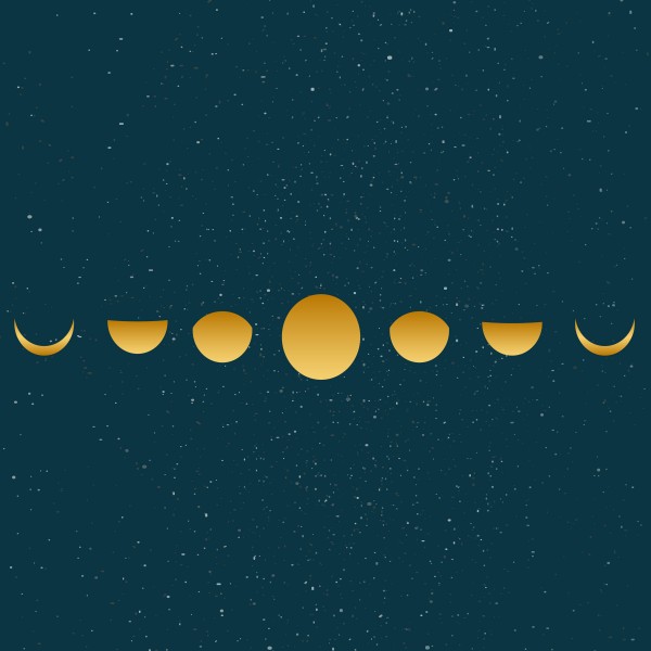 Golden Moon Phase Cycle by rizu_designs Wall Art