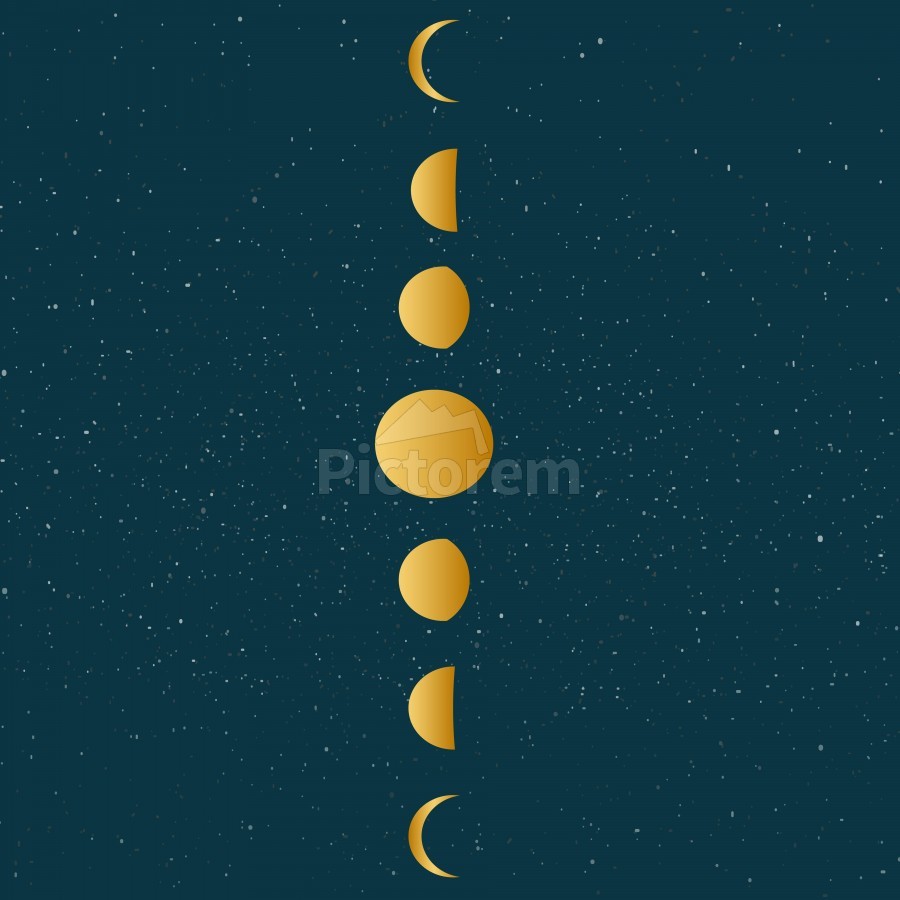 Moon Phase Cycle by rizu_designs Wall Art