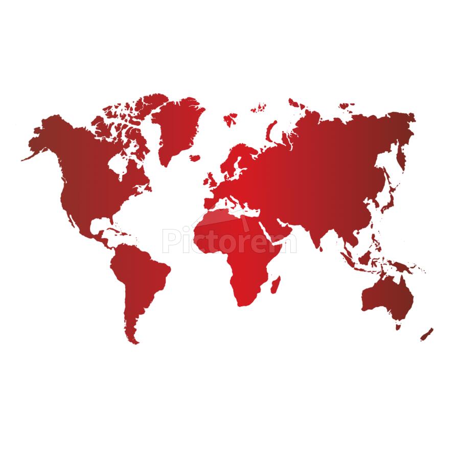 SATIN RED WORLD MAP by rizu_designs Wall Art
