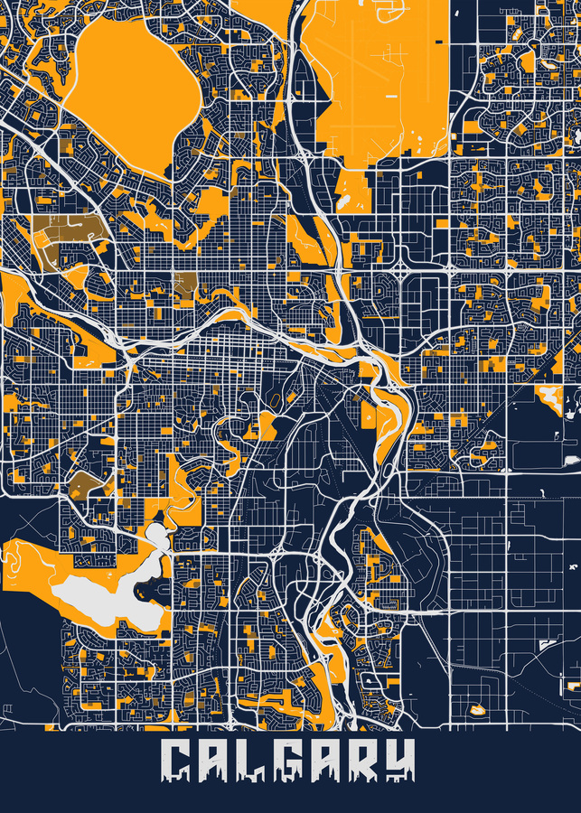 Calgary City Map by Mccyle Khan Wall Art