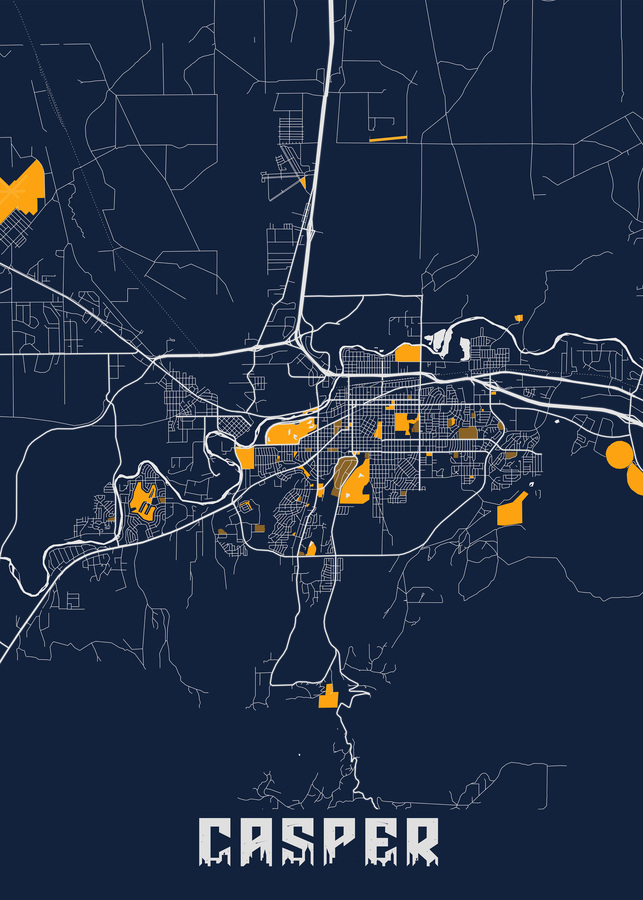 Casper City Map by Mccyle Khan Wall Art