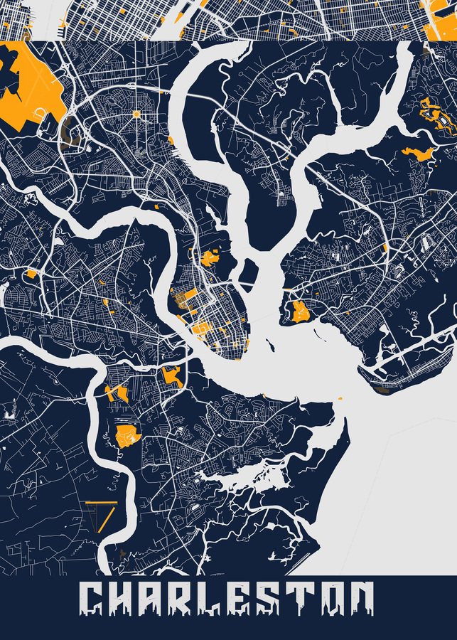 Charleston City Map by Mccyle Khan Wall Art